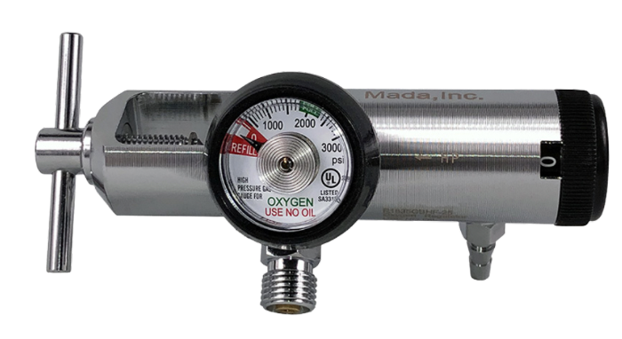 High-Flow Oxygen Click Regulator with Gauge, Brass Body, CGA-870 ...
